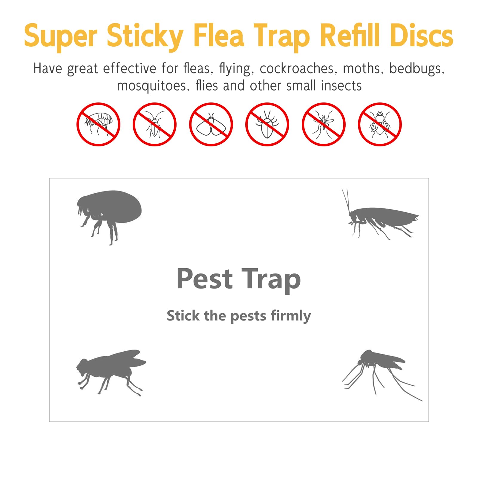 20 Pcs Flea Trap Refill Replacement Glue Boards for Flea Traps for Inside Your Home, Sticky Pads for Fleas, Bugs, Flies, Mosquitos, Safe for Human and Pets