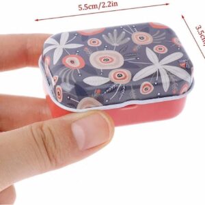 CCUUHJ 32 Pack Metal Hinged Tin Box Container Mini Floral Daisy Tulips Pattern Portable Small Storage Container Kit with Lid for Home Storage Craft Organize 2.2x1.5x1 Inch (A)