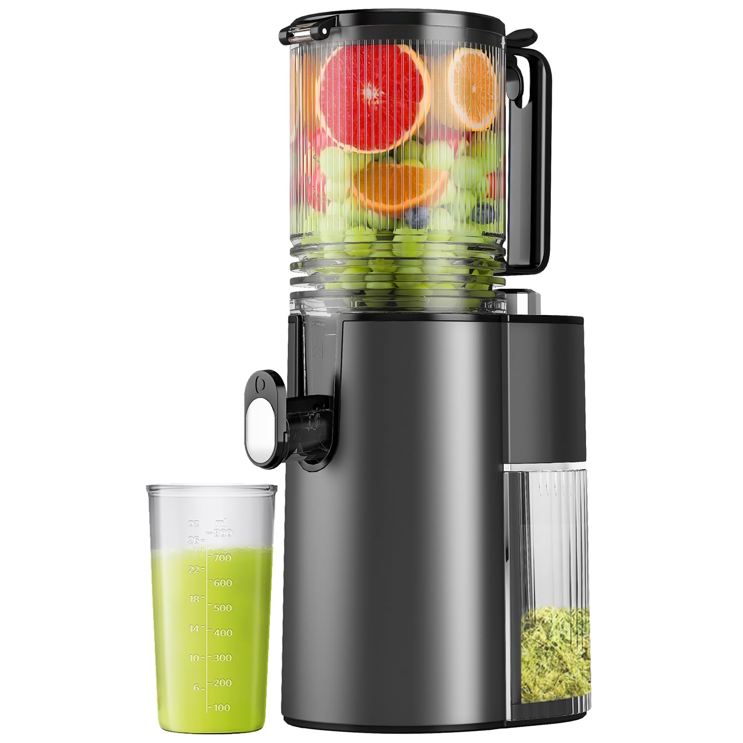 Cold Press Juicer, 5.81" 80oz Feed Chute Juicer, 350w Slow Masticating Juicer with 42oz Integrated Pulp Cup, Juicer Machines for Whole Vegetables and Fruits