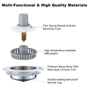 Fozite Kitchen Sink Drain Strainer – New Upgraded Kitchen Sink Stopper with One Extra Basket Filter – Premium Brass Material Pop Up Sink Strainer for US Standard 3-1/2 Inch Kitchen Drain, Silver