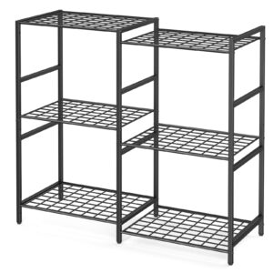 6-tier small garage shelf, utility garage shelving units and storage, heavy duty wire shelving metal storage shelves, standing shelf for pantry, laundry room, kitchen 34.72"l x 12.63"w x 30.94"h black