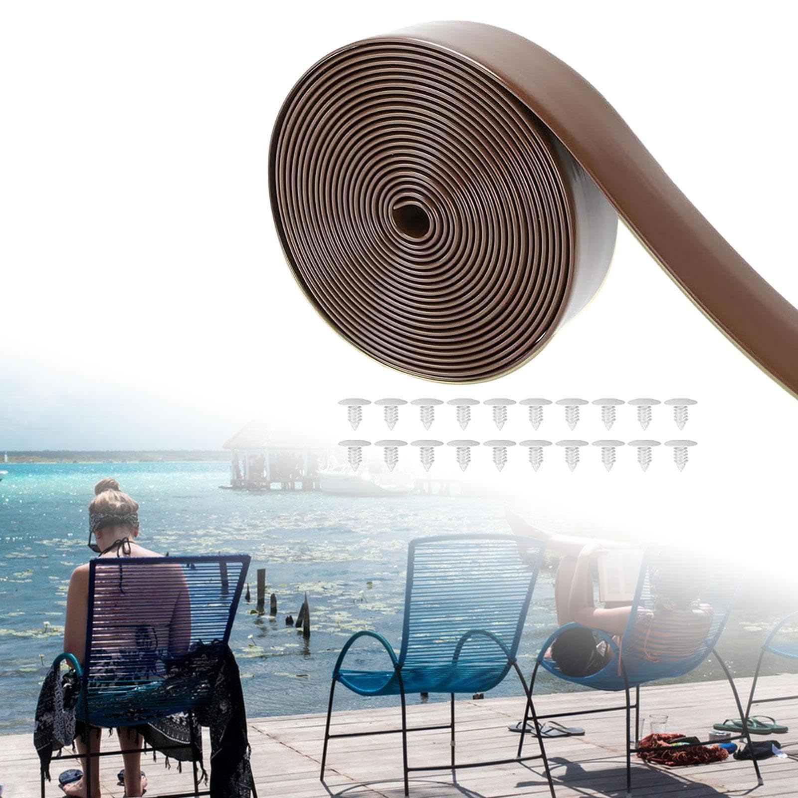 Generic 1.97" x 10 FT Vinyl Straps for Garden Chairs Beach Lounge Chairs with 20 Pcs Rivets - Simple Setup,Summer Patio Garden Furniture Lawn Chair Webbing Replacement, Coffee