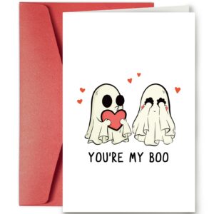 supershunhu cute halloween card for him her, romantic anniversary card for partner, ghost pun birthday card for boyfriend girlfriend, sweet valentine's day card for husband wife