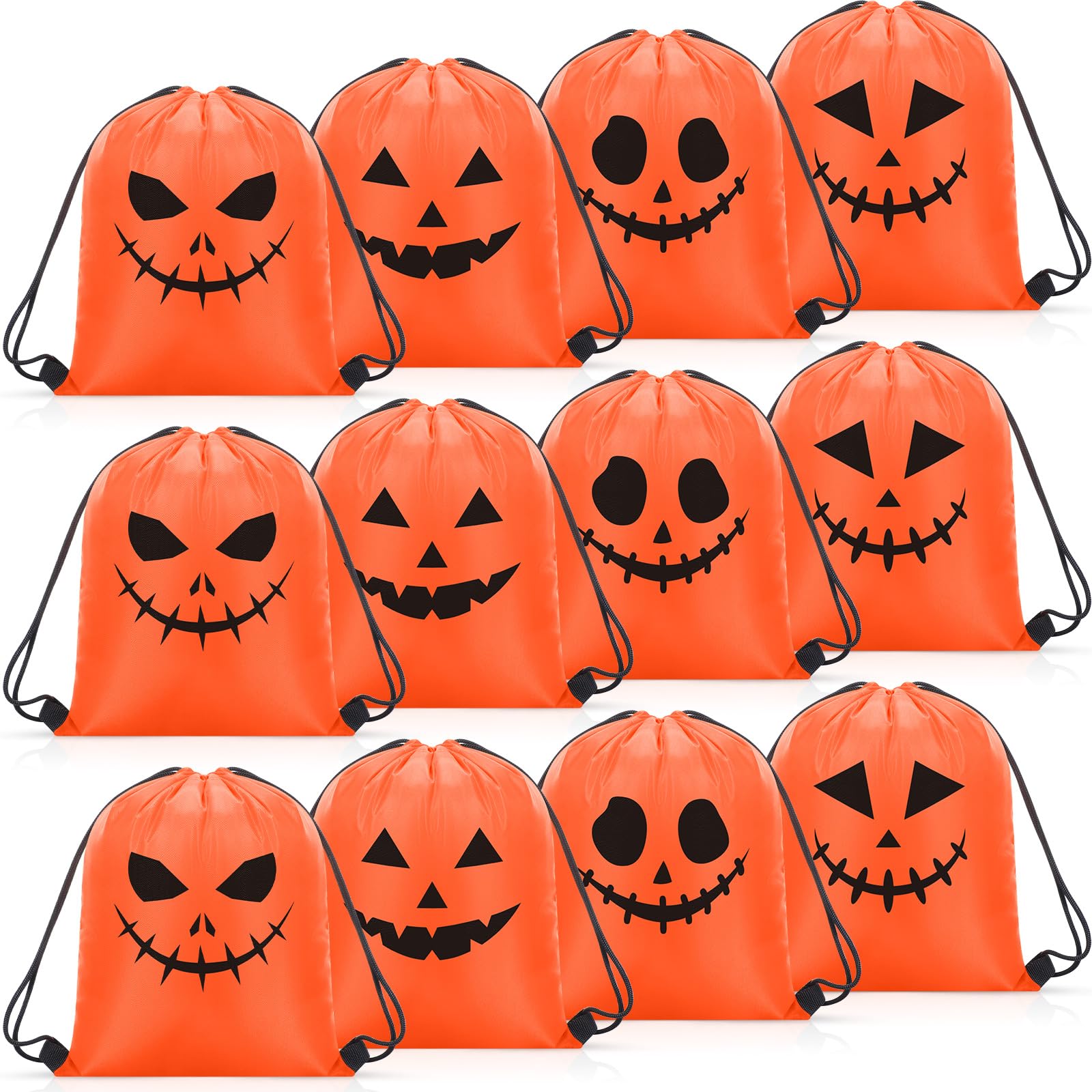 Bulyoou 32 Pcs Halloween Drawstring Backpacks Bulk Halloween Party Favor Bags Trick or Treat Bags Pumpkin Design String Sack Bags Halloween Party Favors Supplies Gift Wrap Bags