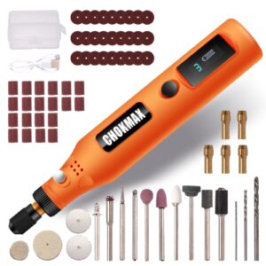 chokmax mini cordless rotary tool with work screen, 3-speed grinder kit with 72 accessories, type-c charging art craft tool for sanding, polishing, grinding and small diy craft job