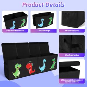 Extra Large Toy Box Chest for Kids Organizer, Collapsible Toy Storage Bins with Magnetic Lid, Dinosaur Toy Box for Living Room, Playroom, Bedroom, Nursery, 51.96"x11.81"x15.75", Black