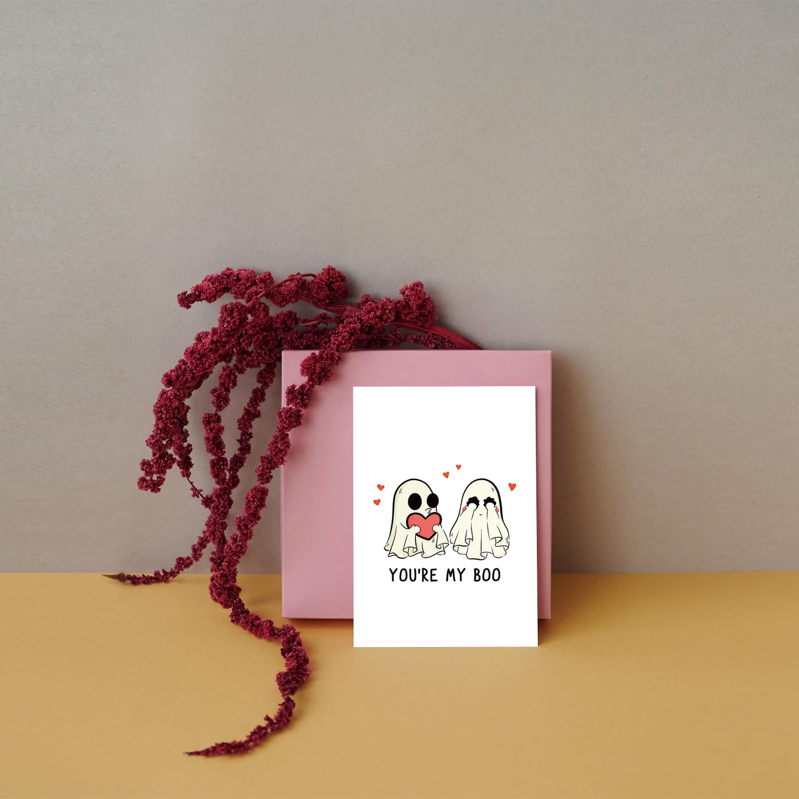 SuperShunhu Cute Halloween Card for Him Her, Romantic Anniversary Card for Partner, Ghost Pun Birthday Card for Boyfriend Girlfriend, Sweet Valentine's Day Card for Husband Wife