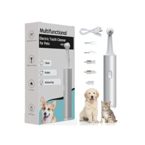 generic multifunctional pet electric tooth cleaning tool for dogs and cats, 1 count (pack of 1), silver