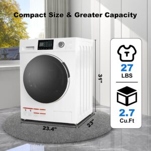 SMETA Ventless Washer and Dryer Combo 2.7 cu.ft, 24 inch All-In-One Washing Machine And Dryer 2-In-1 120V Compact For Apartment Home Dorm RV, 26.7 LBS Load Small Clothes Washer With 16 Laundry Program