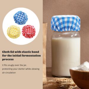 Andibro 6Pcs Jar Cover Cloth, Sourdough Starter Jar Cloth Covers Breathable Fabric Covers Reusable Cotton Cloth Covers for 3-4 Inch Jar Mouth Baking Supplies