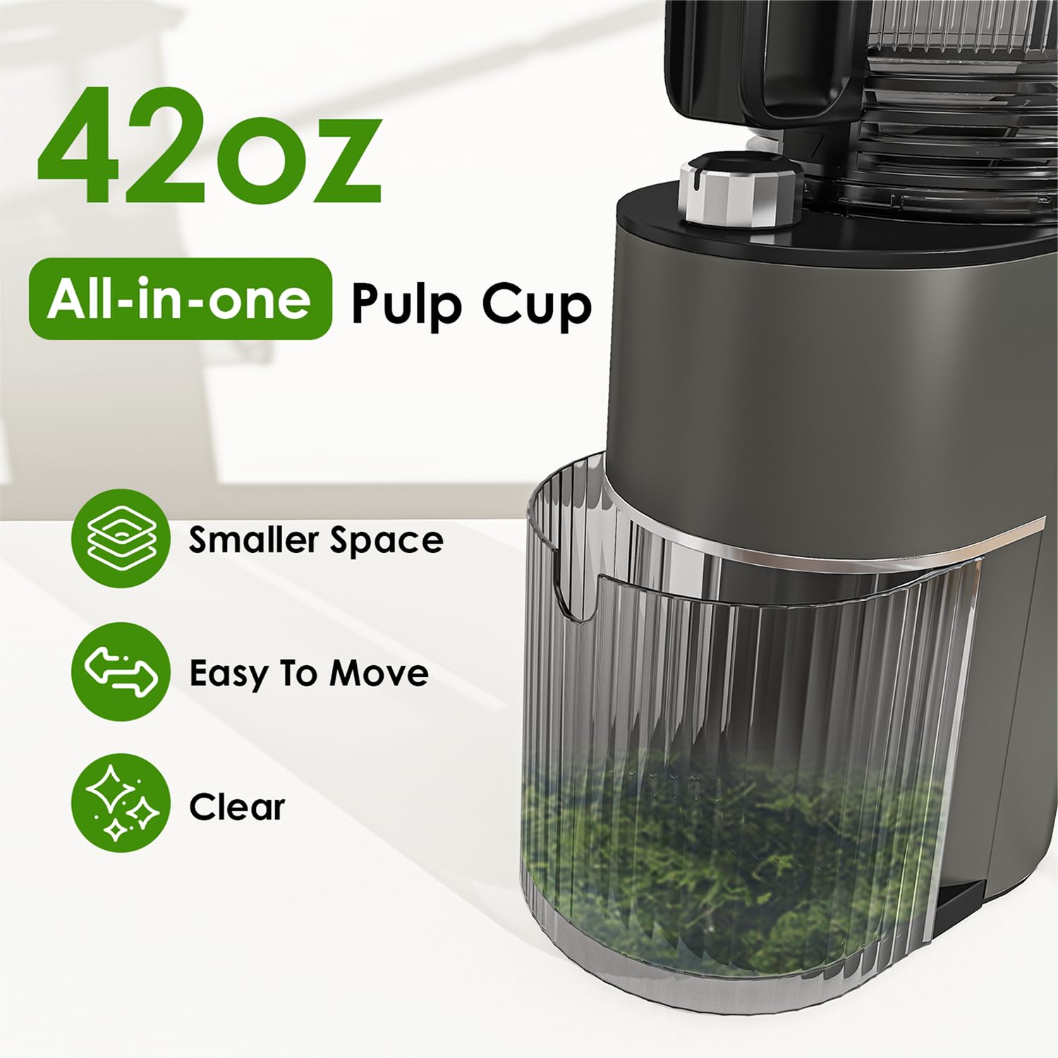 Cold Press Juicer, 5.81" 80oz Feed Chute Juicer, 350w Slow Masticating Juicer with 42oz Integrated Pulp Cup, Juicer Machines for Whole Vegetables and Fruits