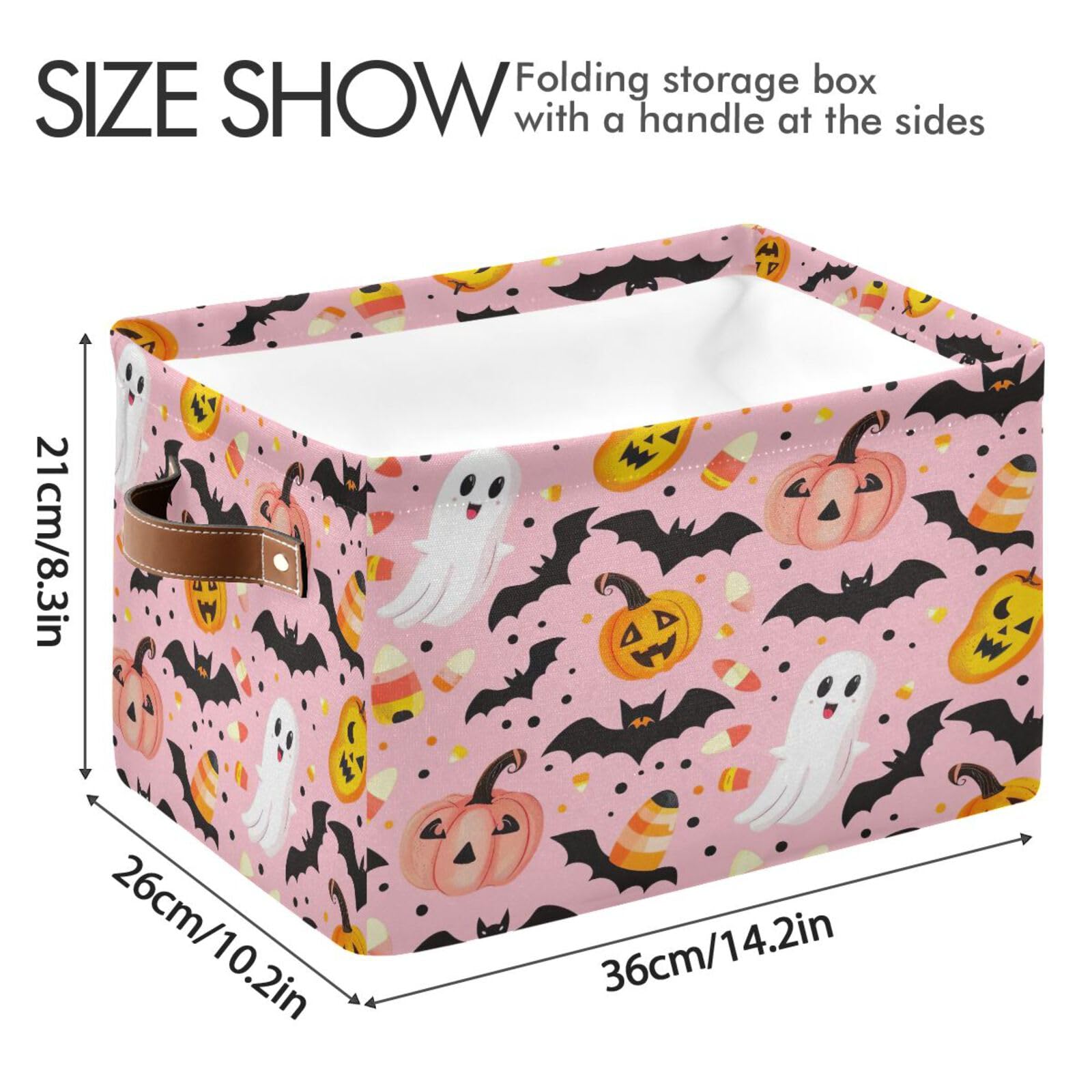 Kigai 2 PCS Storage Basket Halloween Boo Waterproof Foldable Canvas Storage Bin Laundry Basket Toy Clothes Organizer for Nursery Closet Shelf Office