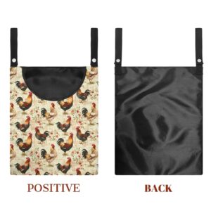 Goronwyfloyd Multi Chicken Clothespin Bag with Hanging Button Clothesline Outdoor Organizer, Clothes Pin Bag for Line, Hanging Laundry Accessory, Pins Storage Bag Organizer