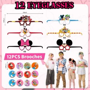 Mouse Party Favors, 122 PCS Mouse Party Supplies include Gift Bags, Make a Face Stickers, Spring Toys, Slap Bracelet, Stickers, Button Pins, Paper Party Glasses, Best Gift Bag Filler for Themed Party