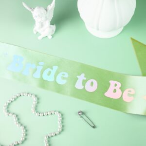 FineCheer Bride to Be Iridescent Sash Disco Themed Bachelorette Party Accessories Margs and Matrimony Margarita Martini Bridal Decorations Bachelorette Sash for Bridal Party Bridal Shower Decorations