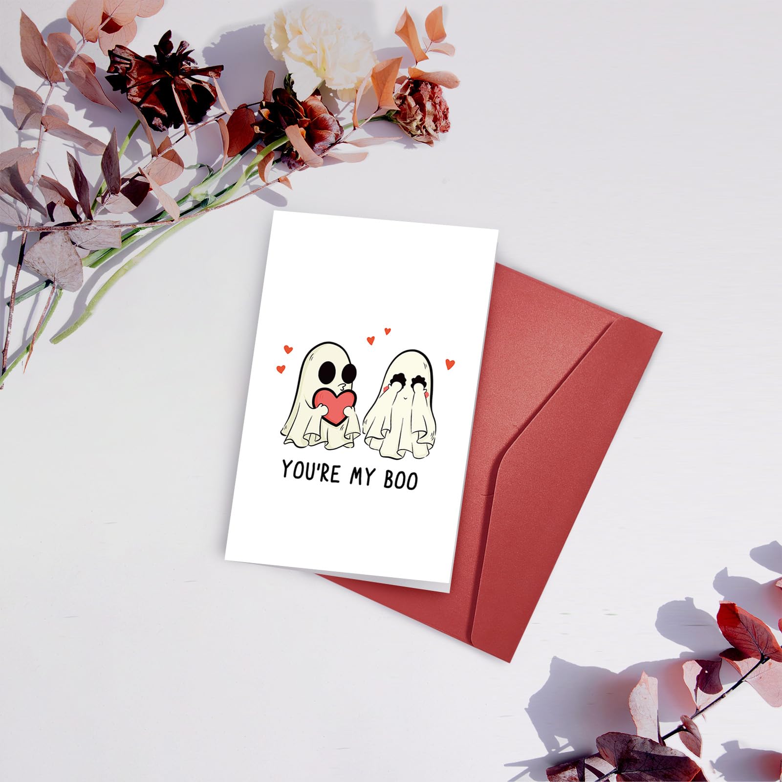 SuperShunhu Cute Halloween Card for Him Her, Romantic Anniversary Card for Partner, Ghost Pun Birthday Card for Boyfriend Girlfriend, Sweet Valentine's Day Card for Husband Wife