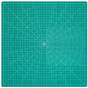 cinnvoice 18 x 18 inches 360° cutting mat self healing 360° square quilt mat cutting mat with non slip base for quilting fabric cutting and art projects (green)