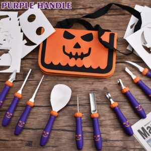 Unique Pumpkin Carving Kit Heavy Duty Stainless Steel Tools with Carrying Case (Total 21 Pieces) Pumpkin Carver Pumpkin Sculpting Set Halloween Party Decorating Gift for Adults (PURPLE)