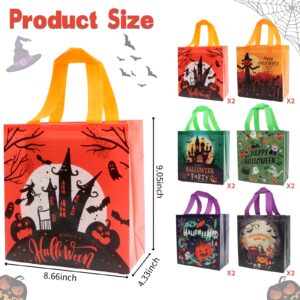 CIEHER 12PCS Halloween Treats Bags Party Favors Halloween Trick or Treat Bags, Halloween Tote Bags with Handles, Halloween Candy Bag Gift Bags, Halloween Party Supplies, 9"×8.6"×4.33"