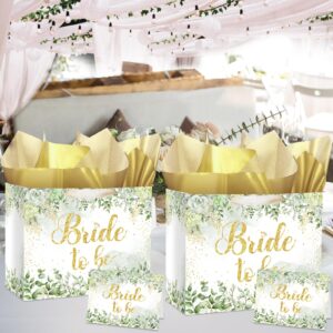 Bride Gift Bag Sage Green Bridal Shower Gift Bags with Cards Tissue Paper Large Bridal Gift Wrapping Bag Bachelorette Engagement Wedding Shower Gift Bag for Sage Green Christmas Bride to Be Party Decoration