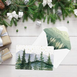 Artoid Mode 36 Pack Mountain Tree Forest Thank You Cards Golden Polka Dot Greeting Cards Gift With Envelope Sticker Blank Note Cards for Birthday Wedding Baby Shower Bridal Shower, 4 x 6 Inch