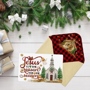 Artoid Mode 36 Pack Angels Cabin Christmas Thank You Cards Church Xmas Tree Greeting Cards Gift With Envelope Sticker Blank Note Cards for Birthday Wedding Baby Shower Bridal Shower, 4 x 6 Inch