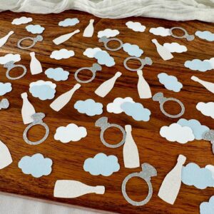 100pcs on cloud nine confetti - bachelorette party table decoration,wine cup diamond ring cloud paper scatter for bridal shower party,the bride is on cloud 9 bachelorette party decorations