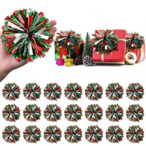 daifunli 24 pcs christmas tinsel bows for gift wrapping 4 inch self adhesive christmas gift bows toppers for xmas birthday party presents decorations holiday gift accessory(red, green, silver)