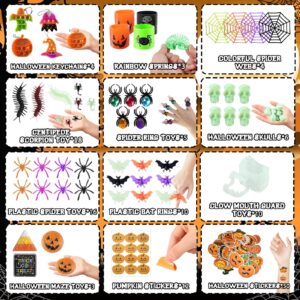 KASSAE 200PCS Halloween Party Favors for Kids - Halloween Toys Bulk for Party Supplies - Halloween Goodie Bags Stuffers Pinata Filler - Halloween Gifts for Boys Girls Classroom Prizes