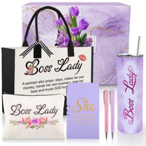 boss day gifts for women, boss lady gifts for women with 20 oz boss lady mug canvas tote bag makeup bag notebook and 2 ballpoints pen, funny boss gifts for female, appreciation gifts christmas gift