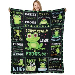 poekuao large frog blanket for women, frog gifts for frog lovers, 50"x60" frog themed gifts for kids adults, frog christmas blankets gift, frog gifts blanket on birthday