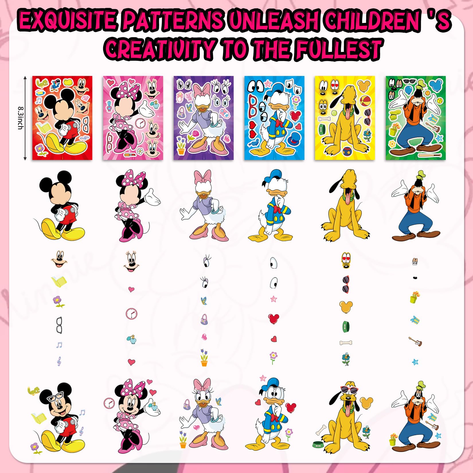 Mouse Party Favors, 122 PCS Mouse Party Supplies include Gift Bags, Make a Face Stickers, Spring Toys, Slap Bracelet, Stickers, Button Pins, Paper Party Glasses, Best Gift Bag Filler for Themed Party