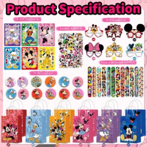 Mouse Party Favors, 122 PCS Mouse Party Supplies include Gift Bags, Make a Face Stickers, Spring Toys, Slap Bracelet, Stickers, Button Pins, Paper Party Glasses, Best Gift Bag Filler for Themed Party