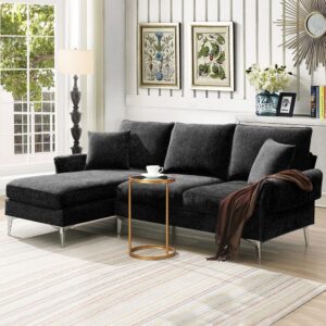 sectional couches for living room,84 "modern chenille l-shaped sofa with reversible lounge,convertible couch set,4 seat furniture with reversible chaise,fit for living room, apartment(2 pillows)