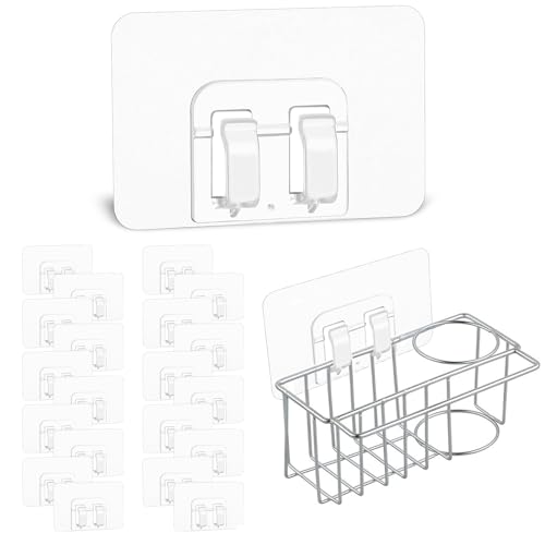 Qianyu 20 Pack Adhesive Hooks for Hanging Heavy Duty Removable Waterproof Transparent Reusable Seamless Self Adhesive Utility Wall Hooks Perfect for Bathroom Kitchen and Home Improvement