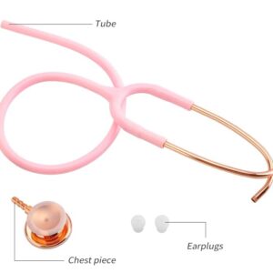 professoRs Pink Stethoscope for Students Nurse Doctor, Beautiful Gold-Plated Stetho for Clinical Use, Professional high-sensitivity fiber membrane, Double Sided Stethoscope by professoR