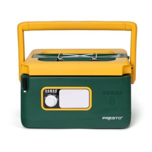 presto 06019 8-quart nomad traveling slow cooker, locking lid, dry erase board, green/gold