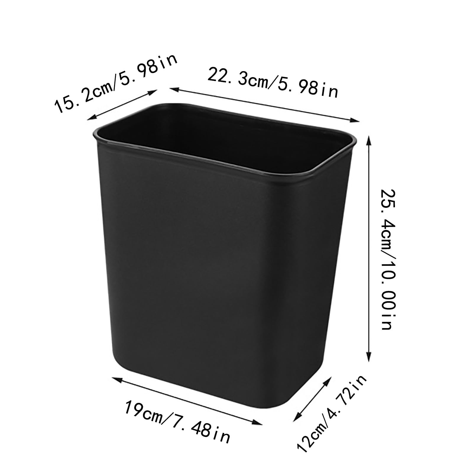 Generic 3 Gallons Efficient Trash Can Wastebasket, Space Saving Trash Wastebasket, Narrow Spaces in Commercial, Kitchen, Home Office, Dorm, Easy to Clean, Black (Black, 2 Pack)