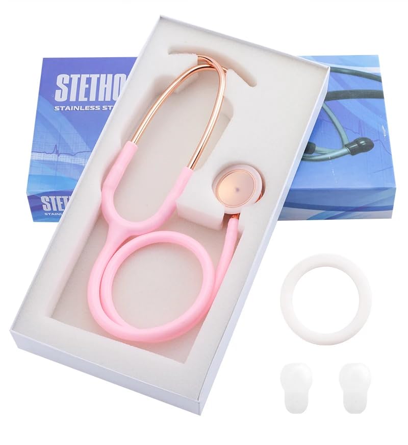 professoRs Pink Stethoscope for Students Nurse Doctor, Beautiful Gold-Plated Stetho for Clinical Use, Professional high-sensitivity fiber membrane, Double Sided Stethoscope by professoR