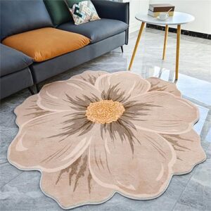 rugylsf faux cashmere floral rugs soft washable microfiber rugs absorbent bathroom non-slip floor mats 2.6ft modern boho bedroom decor bedside small rugs floral rugs brown rugs kids rugs