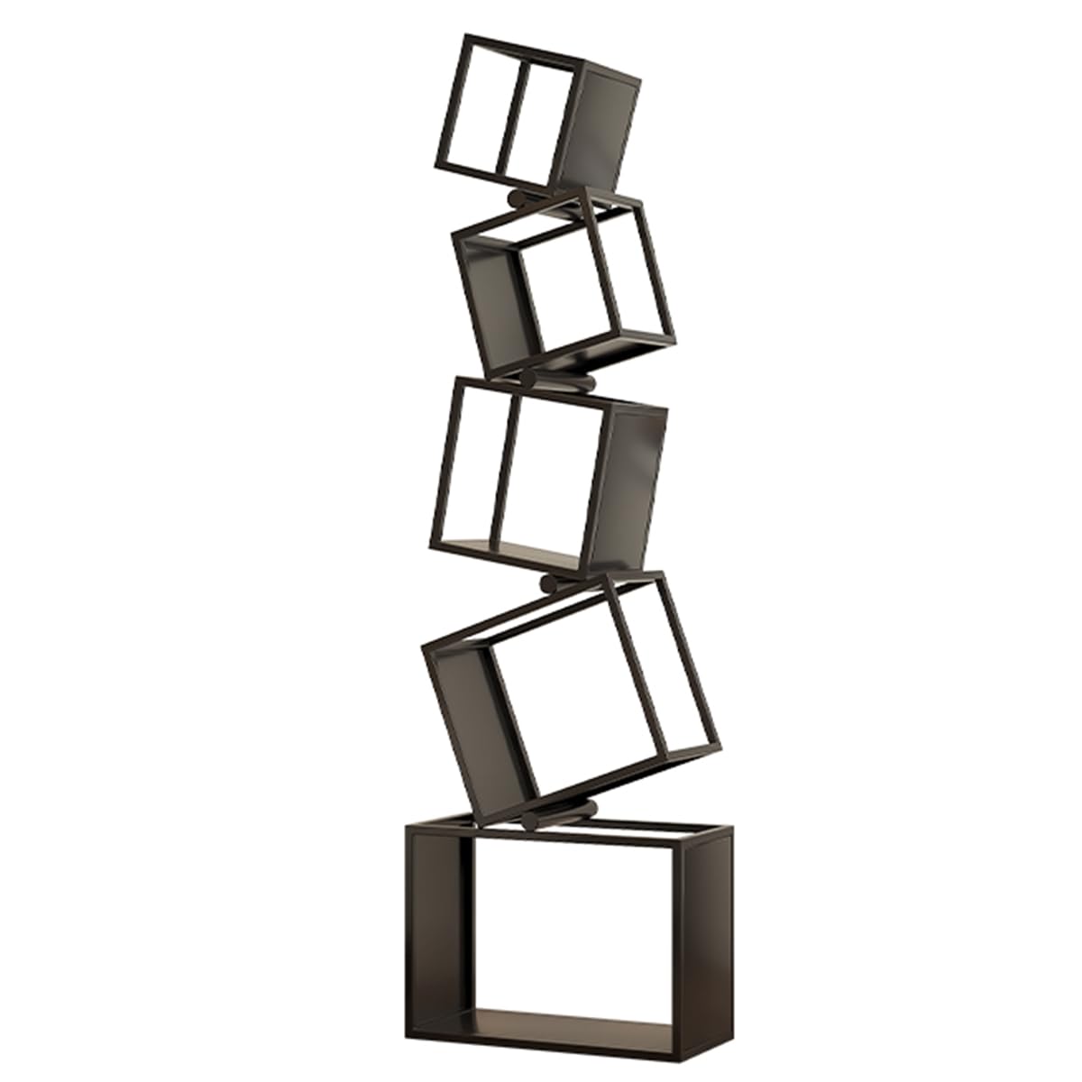 BUZUEY Modern Bookshelf,5-Tier Bookcase,72.8" Tall Black Bookshelf,Unique Geometric Book Shelf,Corner Storage Shelves for CDs/Books/Home Decor,Display Shelf for Living Room, Bedroom, Study Room