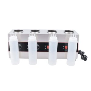 Bottle Warmer, 640W Commercial Electric Sauce Warmer Heater with 2 Heating Way, Professional Countertop Electric Sauce Warmer Dispenser with Pump 30-85℃ (4 grids) for Hotels, Restaurants