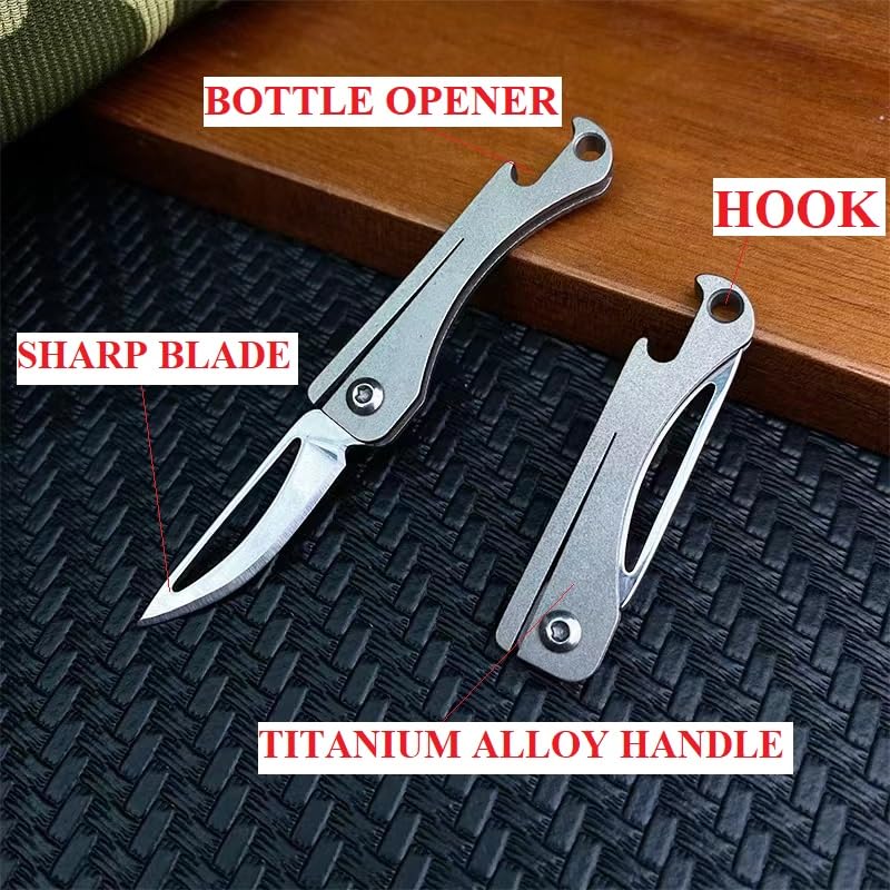 Titanium Alloy EDC Pocket Knife Folding Pocket Knife - Razor Sharp,Ultralightt, Multi-Tool with Bottle Opener for Camping Hiking Everyday Carry