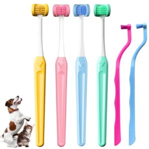 pilopgaso dog tooth brush 6pack dog toothbrush kit 3 sided pet toothbrush horizontal head cat toothbrush dental care toothbrush for dogs cats silicone small dog toothbrush for plaque sensitive teeth