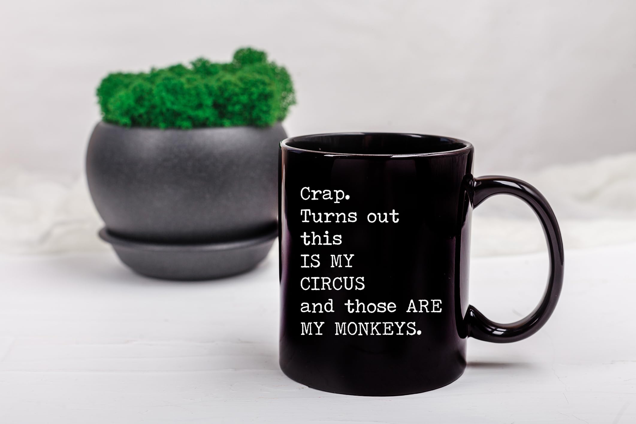 Crap Turns Out This Is My Circus And These Are My Monkeys - Best Mothers Day Gifts Idea for Mom, Mother, Mama - Funny Mom Birthday Christmas Presents from Daughter Son - 11oz Black Coffee Mug Tea Cup