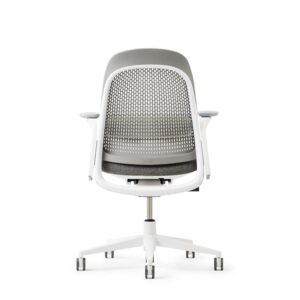 Haworth Breck Office Chair - Ergonomic Desk Seat with Height-Adjustable Lumbar Support, White Trim, Duo-Tone Hard Casters, and 4D-Arms (Stone)