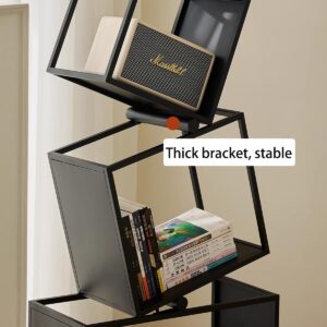 BUZUEY Modern Bookshelf,5-Tier Bookcase,72.8" Tall Black Bookshelf,Unique Geometric Book Shelf,Corner Storage Shelves for CDs/Books/Home Decor,Display Shelf for Living Room, Bedroom, Study Room