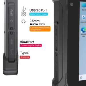 Rugged Windows11 Tablet with Barcode Scanner, 8" IP65 Enterprise Inventory Tablet Equip with N4680 Scan Engine 1D 2D Barcode Scanning, NFC Reader, 4G WiFi Pad Scanner for WMS ERP