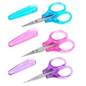 3pcs detail mini craft scissors set stainless steel scissors with protective cover small scissors all purpose craft scissors precision straight fine tips design for paper cutting,scrapbooking