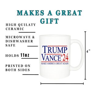 Rogue River Tactical Donald Trump Vance Novelty Coffee Mug Cup, 11 Oz, White Trump/Vance 2024 24